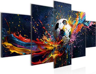 Runa Art Bilder Fussball 200 x 100 cm 5 Teilig XXL Wanddekoration Design Schwarz Bunt Graffiti Streetart 054851a