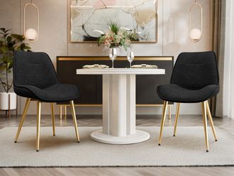 Mirjan24 Polsterstuhl MUZ DC/1084/GL, 2er Set Esszimmerstühle, Beine aus Metall Gold, Gepolsterte Sitzfläche und Lehne, Stuhl für Arbeitszimmer, Esszimmer, Küc