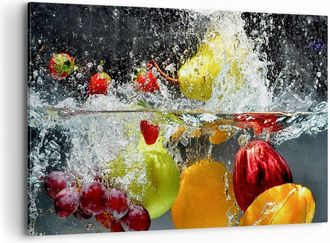 Arttor Bilder auf Leinwand 100x70cm Leinwandbild Früchte Wasser Spritzer Essen Groß Wanddeko Bild Schlafzimmer Küche Deko Wandbilder Dekoration Wohnzimmer Wa