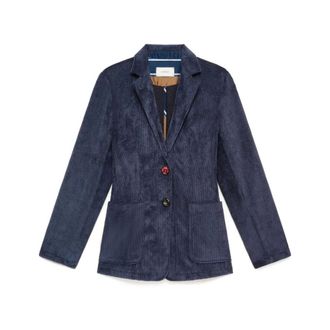 Maliparmi Maliparmi, Femme, Vestes, Bleu, Taille: 42 FR Blazer en velours c&ocirc;tel&eacute;