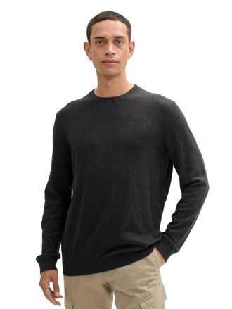 Tom Tailor Herren 1043266 Basic Strickpullover mit Kaschmir, 10617-Black Grey Melange, M