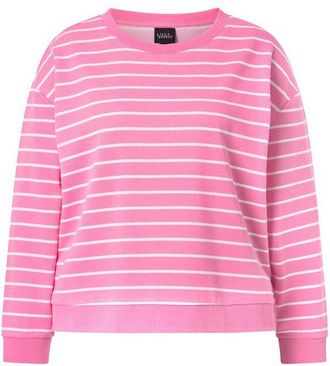 Ulla Popken Sweatshirt Sweatshirt Ringel Rundhals Langarm hinten l&auml;nger