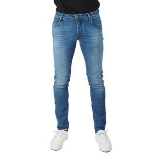 Hand Picked Slim Fit Jeans mit heller Waschung - - Jeans - Herren - Blau - W38