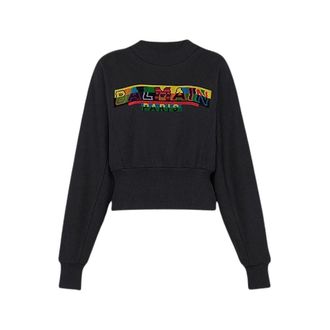 Balmain Schwarzer Baumwollpullover - - Sweatshirts & Hoodies - Damen - Schwarzk - S