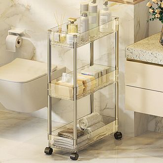 Generic 2-4 Tier Slim Rolling Aufbewahrungskorb - Mobile Multifunktionsregal Display Rack Dienstprogramm Regale Klar 13,8 L x 5,1 B x 24 H für Home Office Küc