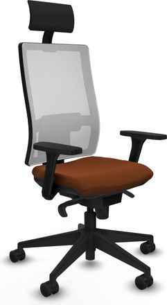 Piqueras y Crespo Stuhl mit Lendenverstellung von Horna mit 3D-Armlehnen und festem Kopfteil, ausgestattet mit 5 Positionen und eingespritztem Schaum. Mit Rollen von 65