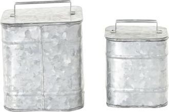 Deco 79 49123 Metal Square Lidded Box Set of 2