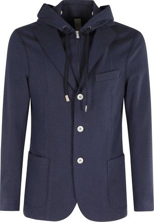 Eleventy Homme, Vestes, Bleu, Taille: XL Giacca Monopetto Pettorina
