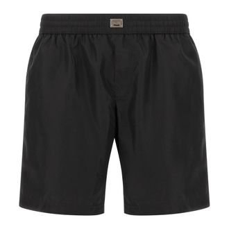 Dolce & Gabbana Badeshorts mit Etikett- mittellang - - Swimwear - Herren - Schwarzk - XL