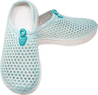 Thomas Calvi Chaussures de plage pour femme, sabots de vacances dété, pantoufles de jardin, semelle intérieure respirante, à enfiler (turquoise, numérique_7), aqua
