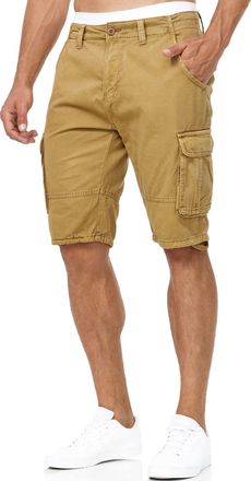 Indicode Herren Blixt Cargo Shorts mit 6 Taschen und Gürtel aus 100% Baumwolle | Männer Amber, XXL