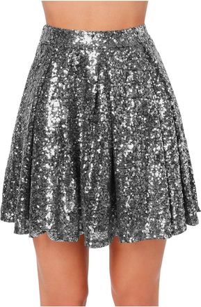 Generic Glitzer Kleider Pailettenrock F&uuml;r Damen Glitzer Rock Kurze Modische Karneval Rock A-Linie Minirock Fasching Faltenrock Stilvolle Glitzerrock Partyrock