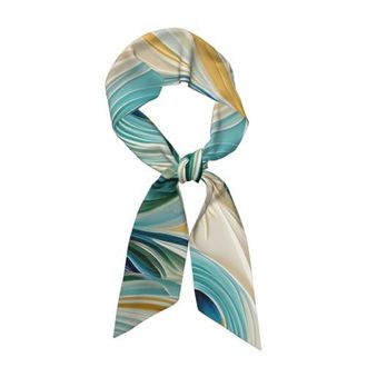 Generic Foulard &agrave; plumes de paon pour femme - Tour de cou pour sac &agrave; main en satin de soie - Pour le sport, le yoga, le visage