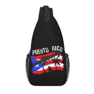 AOOEDM Niedliche Puerto-Rico-Flaggen-Schultertasche, Umhängetasche, Brust, Tagesrucksack, lässiger Rucksack, puertoricanische Umhängetaschen für Damen und He