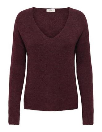 Jacqueline de Yong JdY Jdyelanora Neck Pullo Pull elanora L/S à col en V. KNT Noos, Bordeaux, L Femme