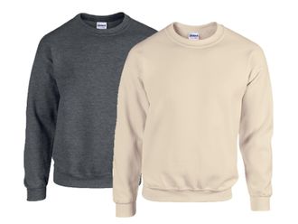 Gildan 2er Herren Sweatshirt Heavy Blend Sweat M L XL 2XL 3XL 4XL 5XL in verschiedenen Farbsets & HLKauf-Block (1x Dark Heather, 1x Sand & 1x HLKauf-Block, X
