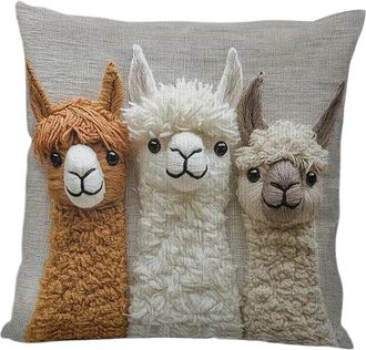 Generico Kissenbezug - weicher Kissenbezug mit Alpaka-Druck, 45 x 45 cm, Tierkissen, f&uuml;r Schlafzimmer, Bauernhof, Sofa, Stuhl, B&uuml;ro, Wohnheim, Innenh&uuml;tte, Auto