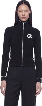 Gucci Ribbed Zip Jacket With Intarsia