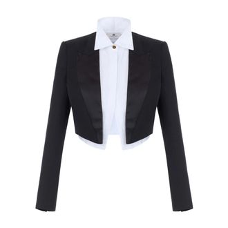 Elisabetta Franchi Cool Wool Jacket with Shirt - - Jackets - Damen - Schwarzk - S