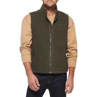 Tommy Hilfiger Herren Lightweight Polar Vest Fleece-Weste, Oliv/Blatt f&uuml;r Mich (Leaf It to Me), L