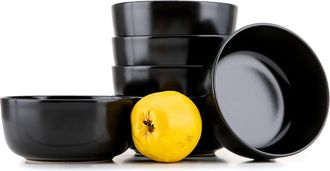 Konsimo Konsimo. Elegant Schalen Set 6er - VICTO M&uuml;slischalen - Suppenschalen Sch&uuml;ssel aus Keramik - Modern Servierschale und Salatsch&uuml;ssel - 14,5 cm - Schwar