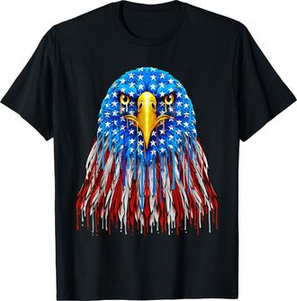 BDAZ Glatzenadler Amerikanische Flagge USA Amerika T-Shirt