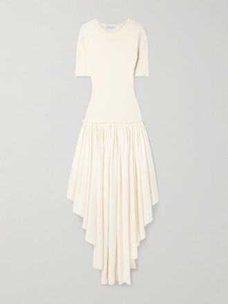 Gabriela Hearst Sirona Maxikleid Aus Seiden-jersey Und Einer Gerafften Mischung Aus Wolle, Seide Und Leinen - Elfenbein
