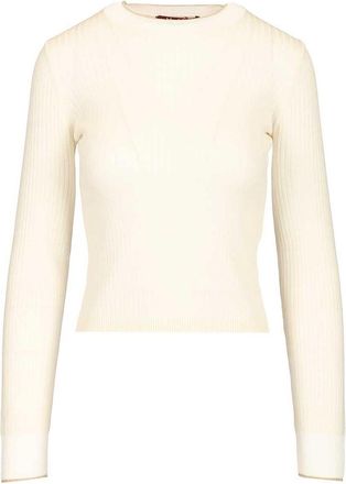 Max Mara Rundhalspullover - Wei&szlig;