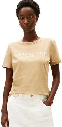 Tommy Hilfiger Reg Corp Logo C-NK SS Ww0Ww40276 Autres Hauts, Beige (Driftwood Taupe), M Womens