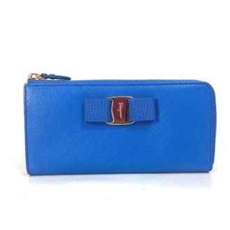 Ferragamo Portefeuille en cuir Pre-owned - Femme - Pre-owned - Bleu - Taille: ONE Size