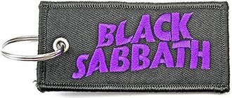 Black Sabbath Porte-Clés Keychain Patch Wavy Band Logo Nouveau Officiel Noir Size One Size