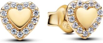 Pandora Pandora Timeless Herz Strahlenkranz Ohrstecker mit 14K vergoldeter Metalllegierung und Zirkonia, 264363C01