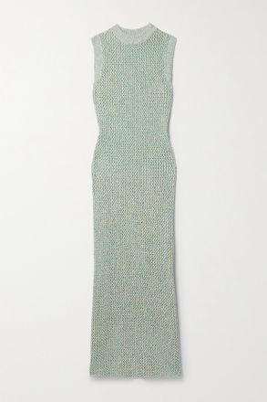 The Elder Statesman Como Cross Maxikleid Aus Einer Mischung Aus Baumwolle, Leinen Und Seide In Lochstrick - Gr&uuml;n