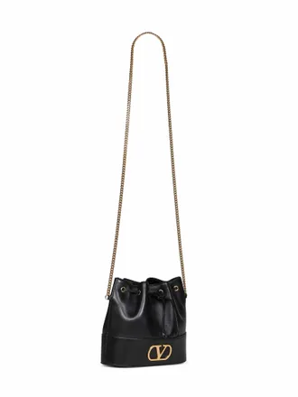 Valentino Garavani Womens Mini Bucket Bag Vlogo Signature Black Lambskin Handbags Hand
