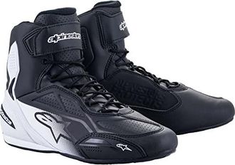 Alpinestars Homme Faster-3 Shoes Black/White Vêtements de Moto, Noir/Jaune/Bleu Nuit, 44 EU