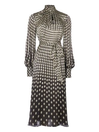 Temperley London robe imprimée Cowrie à taille ceinturée - Noir