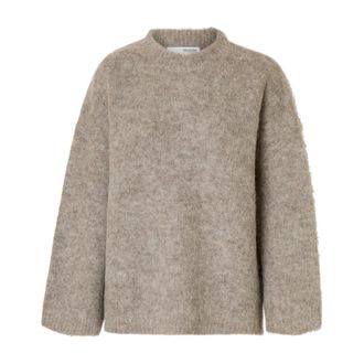 Selected Alpaka Strick Hoodie - - Knitwear - Damen - Grau - XL
