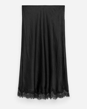 Arket Satinrock Mit Spitze -Schwarz