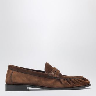 Saint Laurent Le Loafer Dark Havana Mokassins aus Wildleder