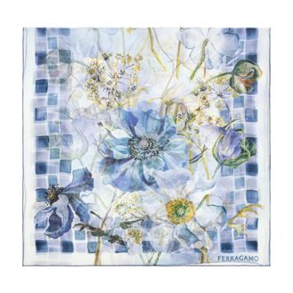 Ferragamo Femme, Accessoires, Bleu, Taille: ONE Size Foulard en soie avec motif floral