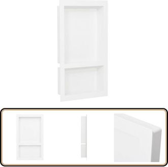 vidaXL Duschnische mit 2 F&auml;chern Hochglanz-Wei&szlig; 41x69x9 cm - Duschablagen - Duschregal - Duschwand - Badezimmerorganisation - Aufbewahrungsbox