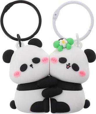 Yardwe Porte-Cl&eacute;s Voiture Magn&eacute;tique Panda 2 Pi&egrave;ces Vert Couple Breloque Poup&eacute;e Dessin Anim&eacute; Accessoire Paquet &agrave; Dos et Cl&eacute;s Pr&eacute;sent Femme Ornement Mignon et
