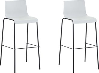 Clp 2er Set Barhocker Hover Mit Kunststoffsitz I Barstuhl Mit Robustem Metallgestell I, Farbe:weiß, Gestell Farbe:schwarz