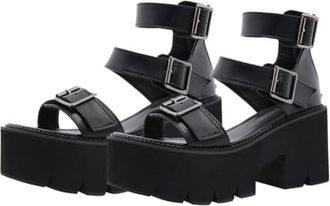 Garneck Sandales Femme Plateforme &agrave; Talon &Eacute;pais Antid&eacute;rapantes Sandales &Eacute;t&eacute; Confortables et Cr&eacute;atives pour Usage Quotidien Noir