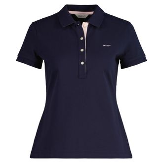 GANT Gant Damen Contrast Collar SS Pique Polo, Evening Blue, Medium