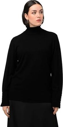 Ulla Popken Pull &agrave; col roul&eacute; Sweater, Noir, 52-54 Femme