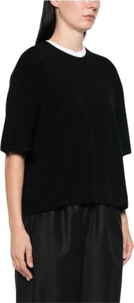 Soft Goat T-shirt col rond en maille fine - Femme - Pulls - Noir - Taille: 38 FR