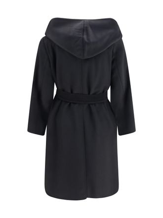 Max Mara Womens Wool Drap Robe Coat Nero Fleece Ovis Aries
