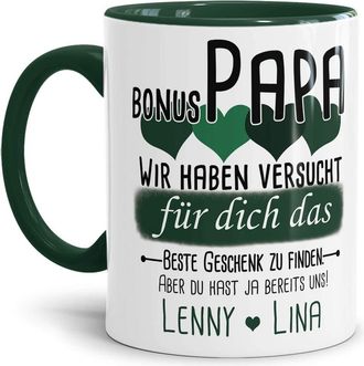 Tassendruck Geschenk Tasse mit Spruch PERSONALISIERT - Bestes Geschenk für Bonus-Papa von Kindern - Kaffee-Tasse/Geschenkidee Geburtstag Vatertag/Vatertagsgeschen