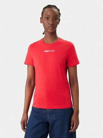 Tommy Jeans T-Shirt DW0DW22277 Rot Regular Fit